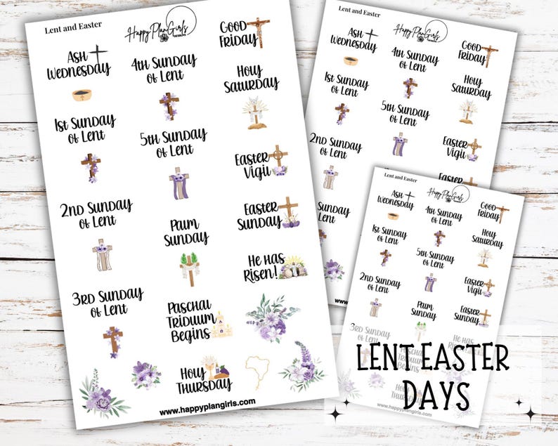 2026 Christian Lent Easter Planner Stickers Religious Fasting Prayer ...