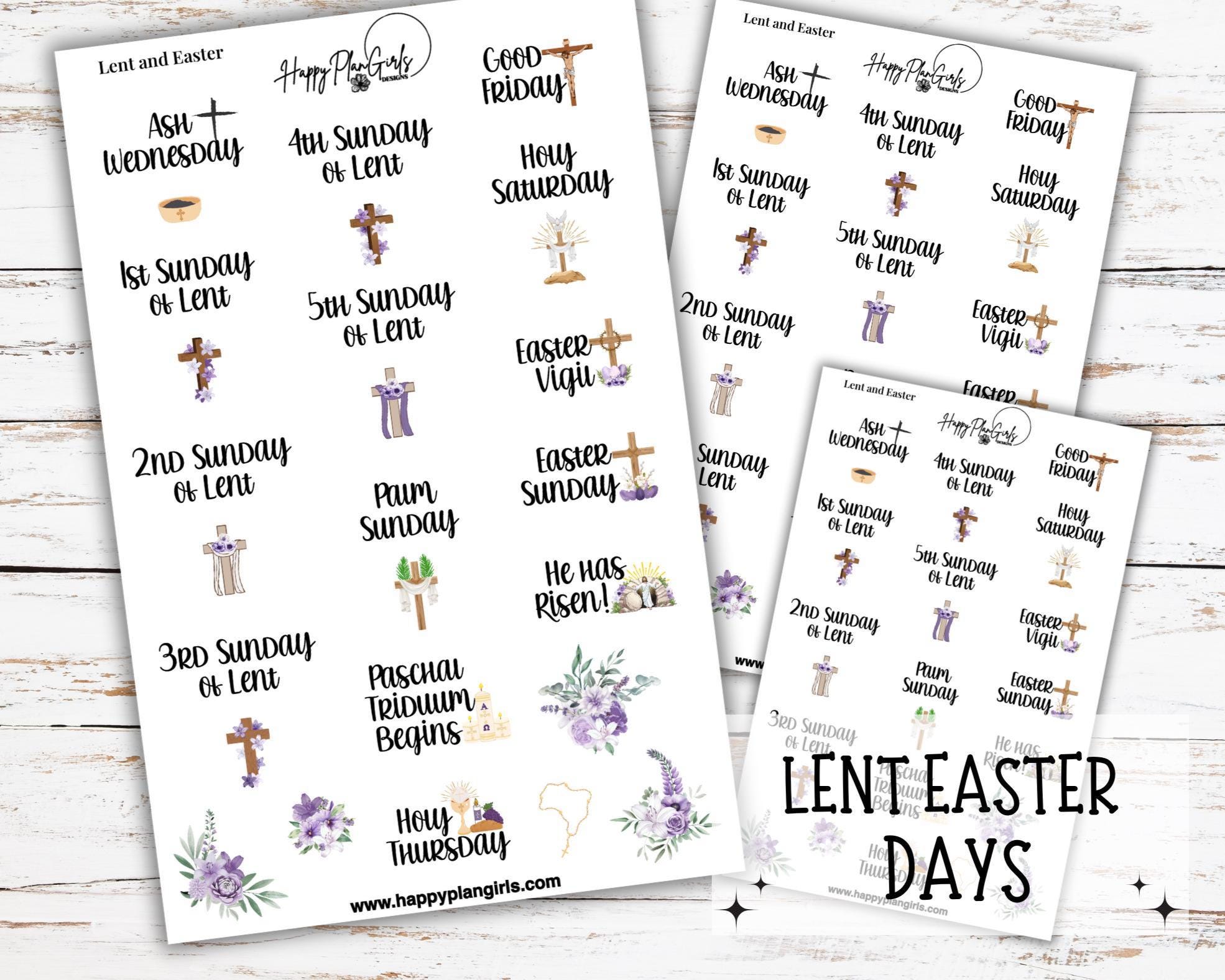 2026 Christian Lent Easter Planner Stickers Religious Fasting Prayer ...