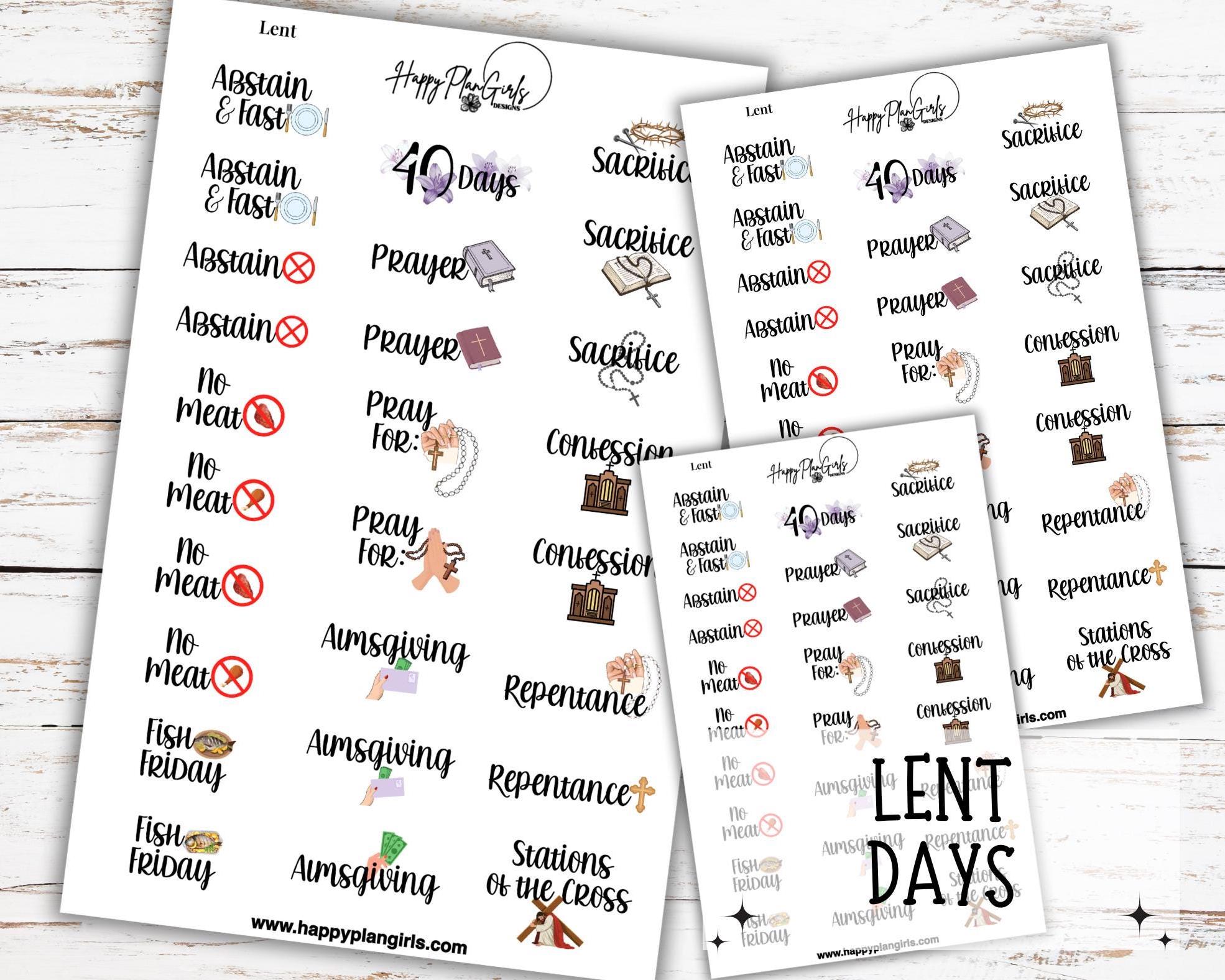 2026 Christian Lent Easter Planner Stickers Religious Fasting Prayer ...