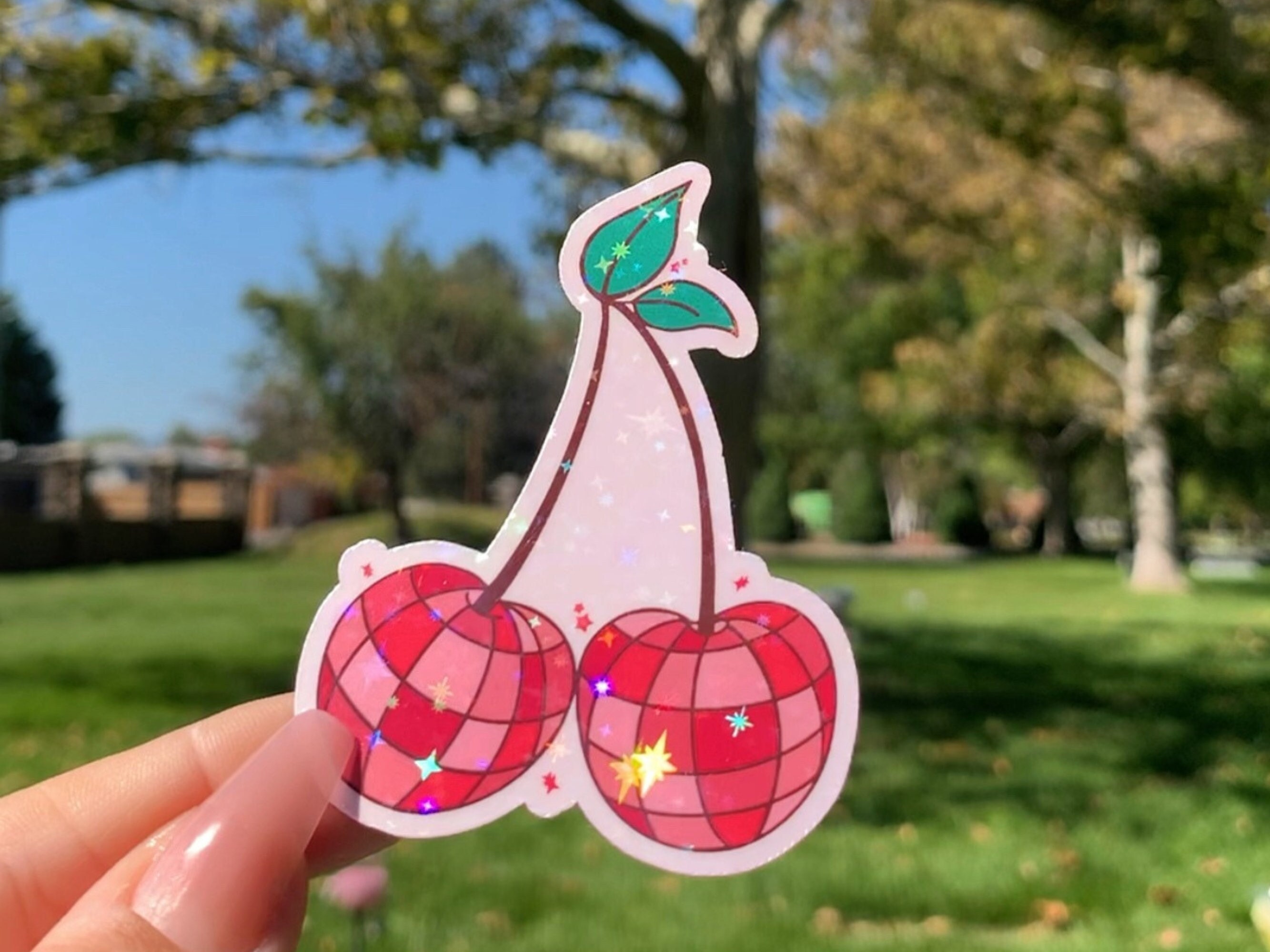 Disco Cherries Vinyl Sticker laptop Sticker, Waterbottle Sticker ...