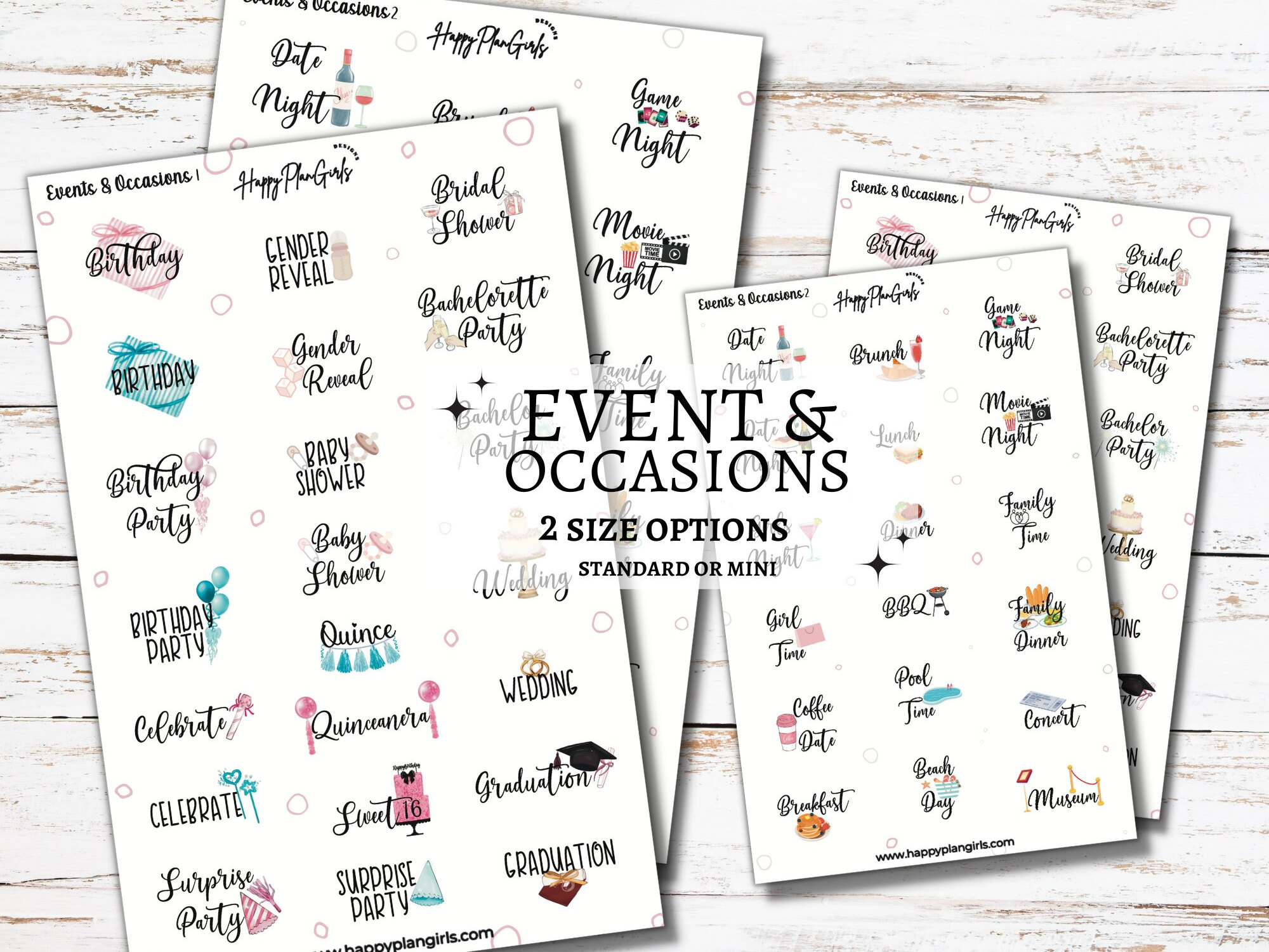 Event and Occasion Planner Stickers Cute Event Icons for Calendar Fun ...
