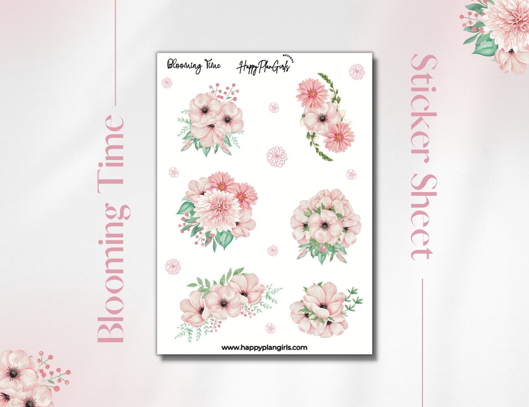 Blooming Time Florals Planner Sticker Sheet, Spring Floral Stickers ...