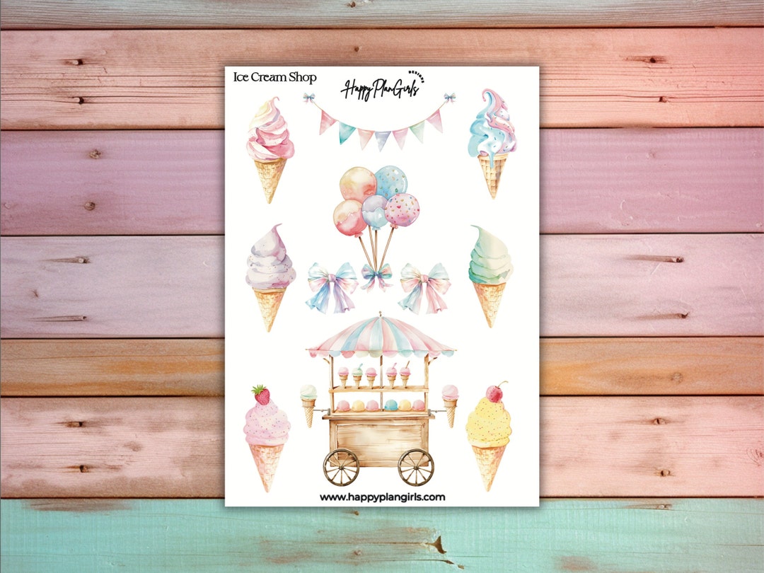 Summer Sticker Sheet Summertime Journal Stickers Ice Cream Shop Planner ...