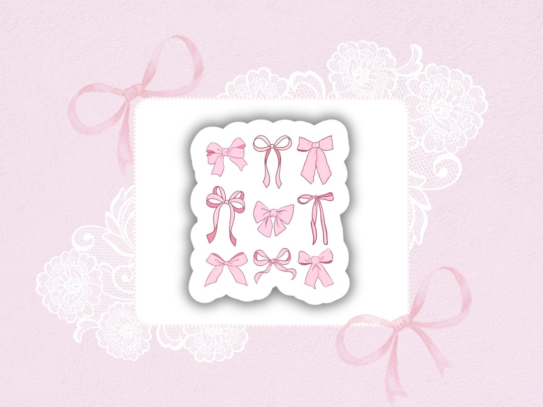 Pink Bows Sticker -girly Girl Sticker, Waterbottle Sticker, Waterproof ...