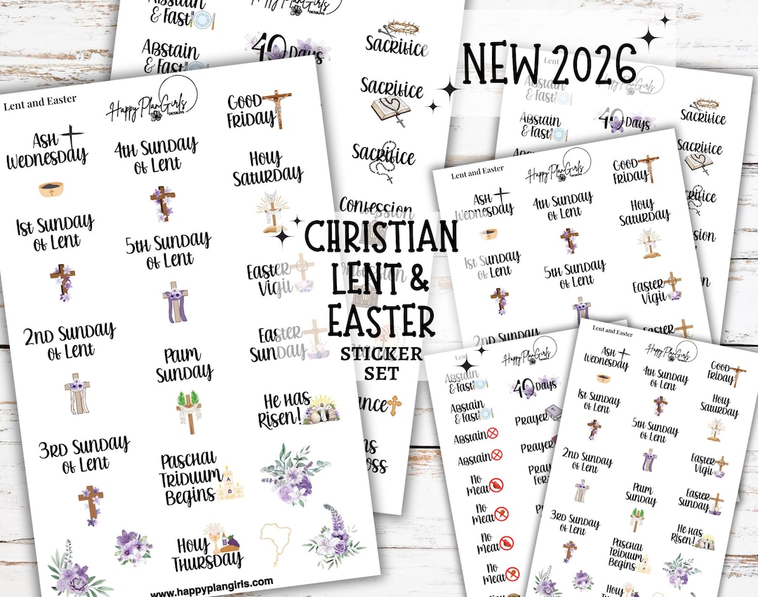 2026 Christian Lent Easter Planner Stickers Religious Fasting Prayer ...