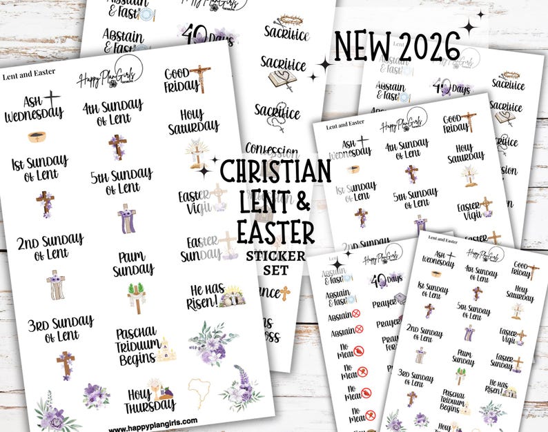 2026 Christian Lent Easter Planner Stickers Religious Fasting Prayer ...