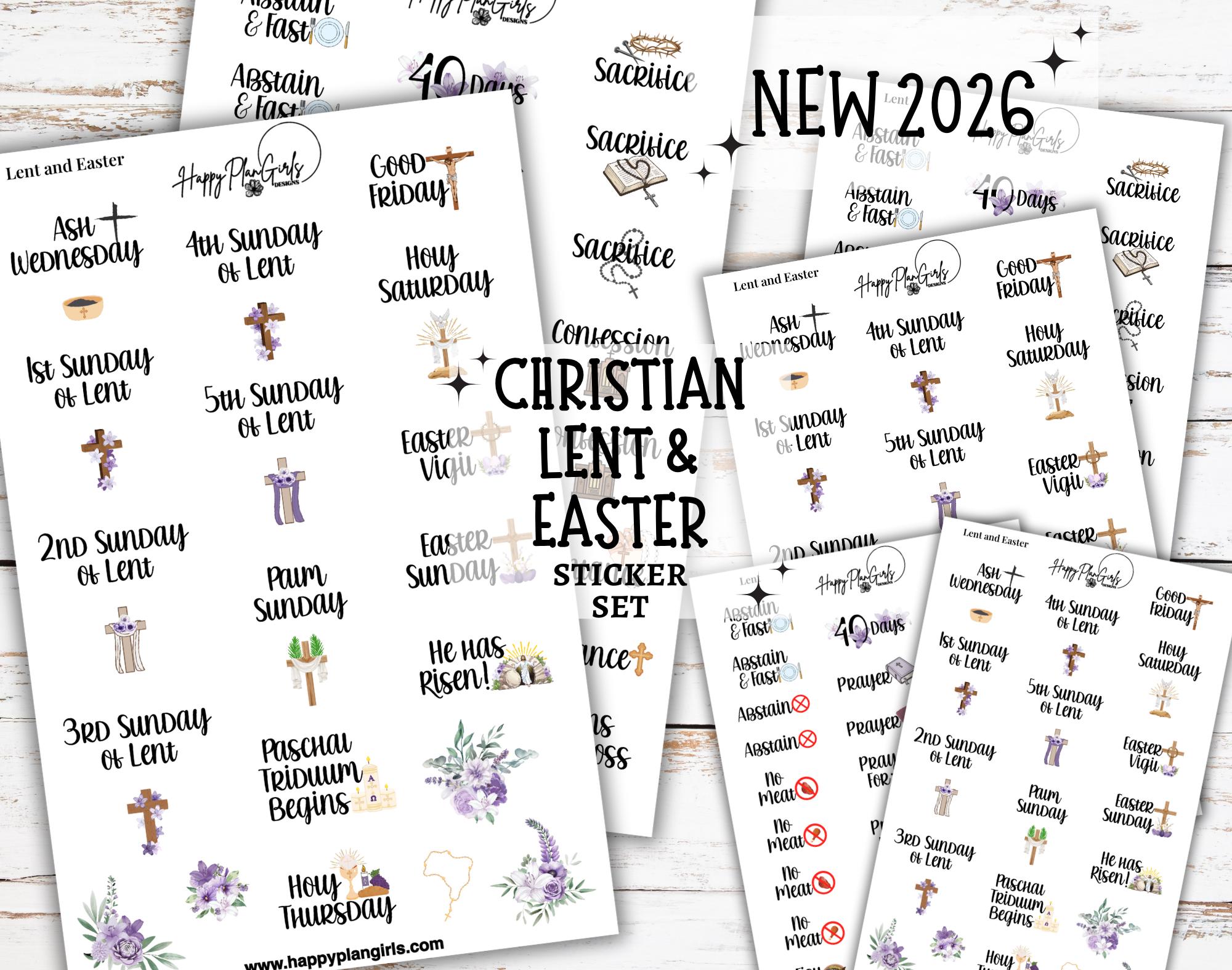 2026 Christian Lent Easter Planner Stickers Religious Fasting Prayer ...