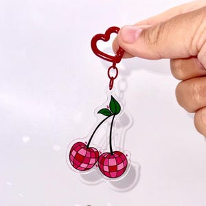 Disco Cherries Keychain - Trendy Acrylic Accessories Cute Girly Retro ...