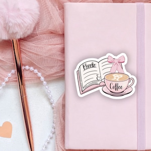 Coffee and Books Sticker- Laptop Sticker- Waterbottle Sticker ...