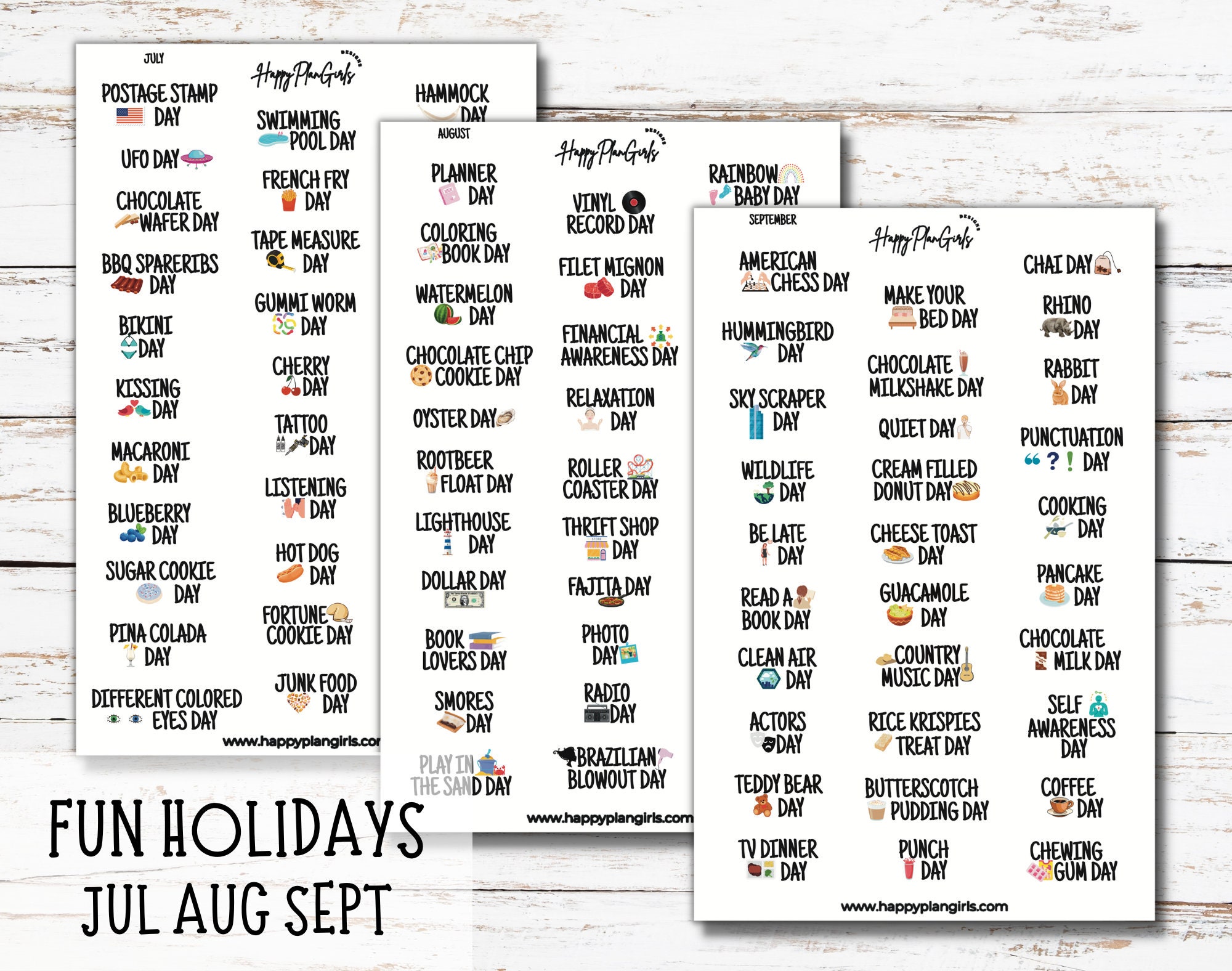 Wacky Fun Holiday Planner Stickers Standard Mini Sizes, Cute Everyday ...