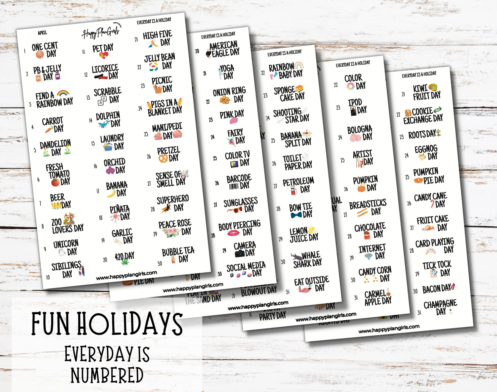Wacky Fun Holiday Planner Stickers Standard Mini Sizes, Cute Everyday ...