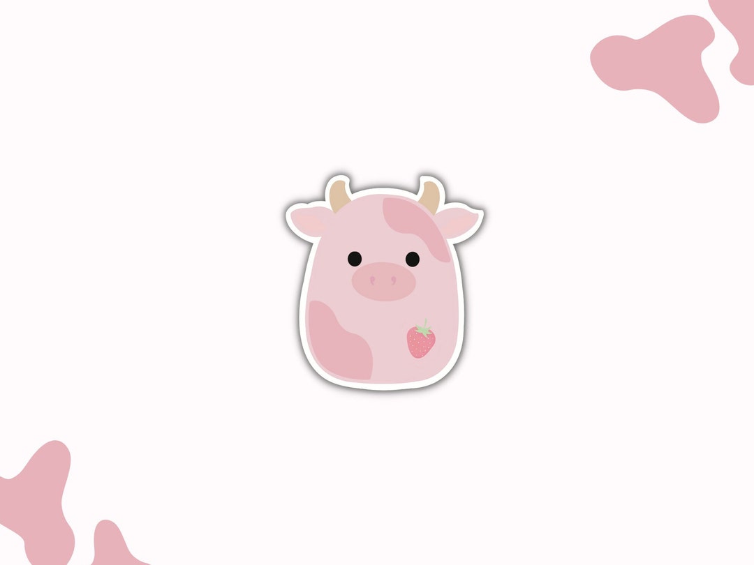 Pink Cow Squishmallow Sticker | Strawberry Cow | Squish Vinyl Sticker ...
