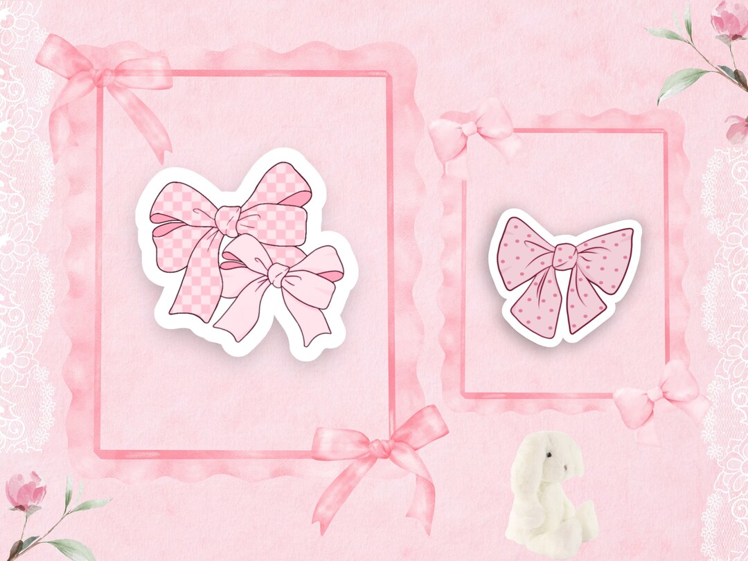 Pink Bow Sticker Set -girly Bow Sticker, Waterbottle Sticker ...