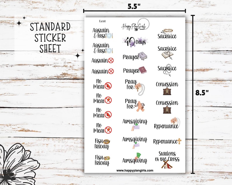 2026 Christian Lent Easter Planner Stickers Religious Fasting Prayer ...