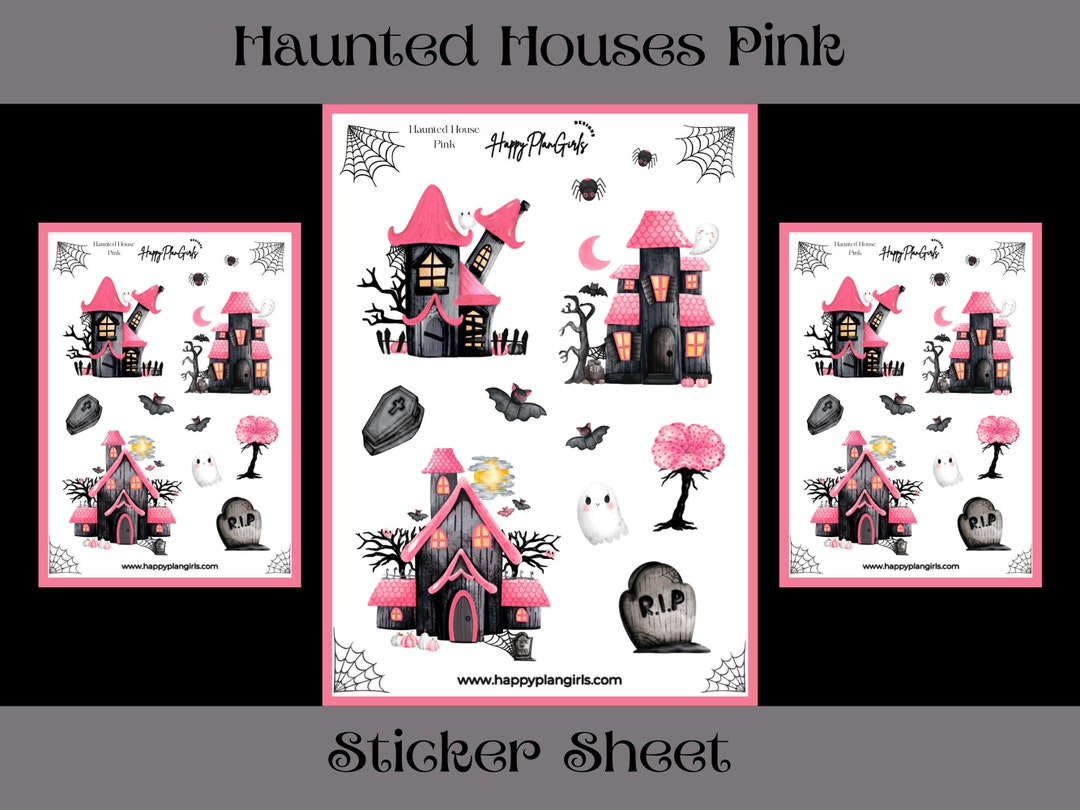 Haunted Houses Stickers Sheet Halloween Planner Stickers - Etsy
