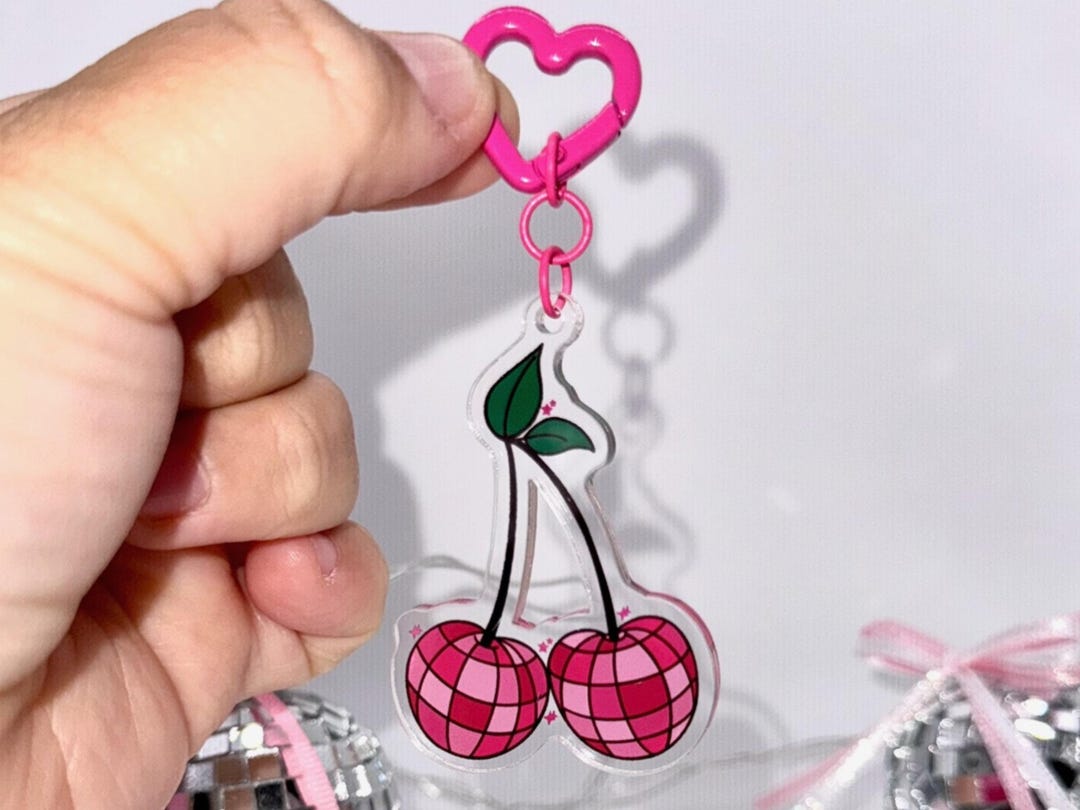Disco Cherries Keychain - Trendy Acrylic Accessories Cute Girly Retro ...