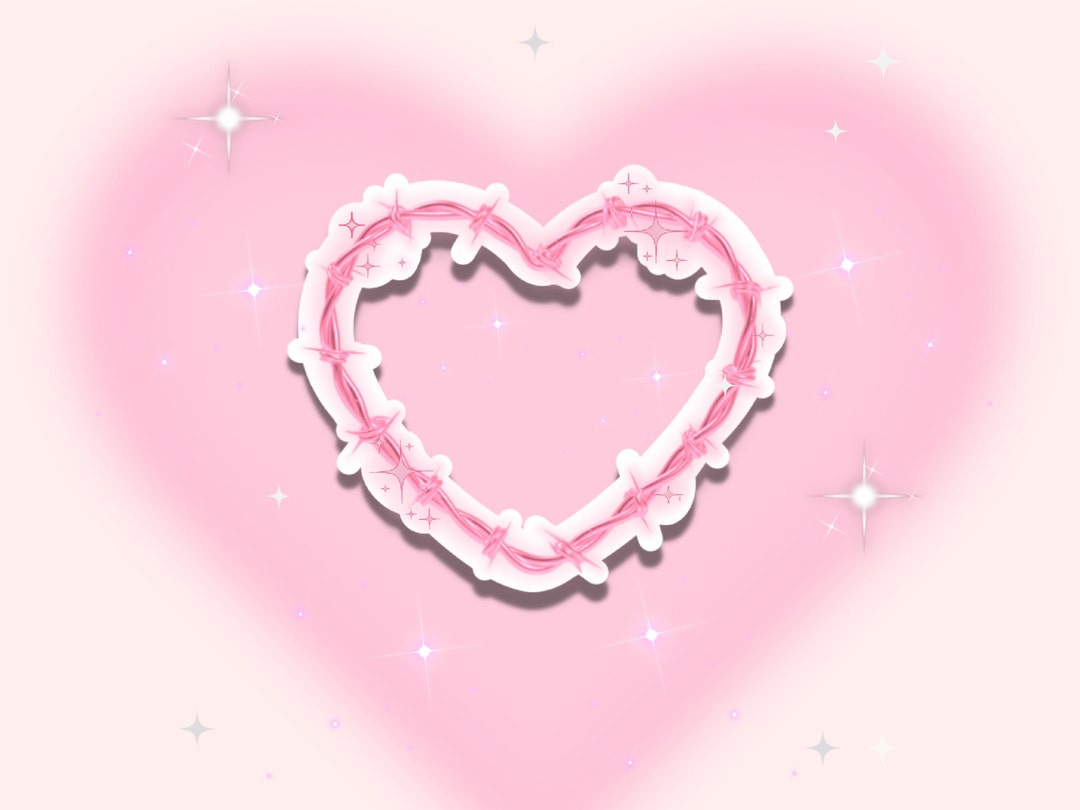 Barbed Wire Heart Sticker Y2K Sticker, Pastel Goth Sticker, Waterbottle ...