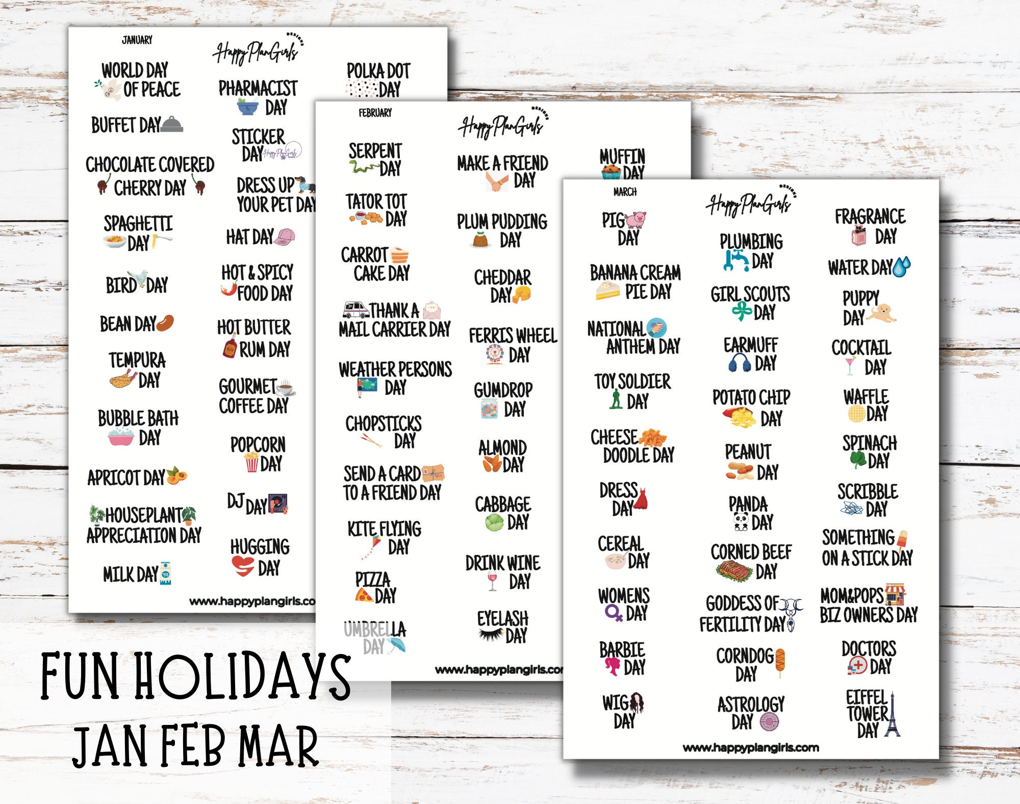 Wacky Fun Holiday Planner Stickers Standard Mini Sizes, Cute Everyday ...