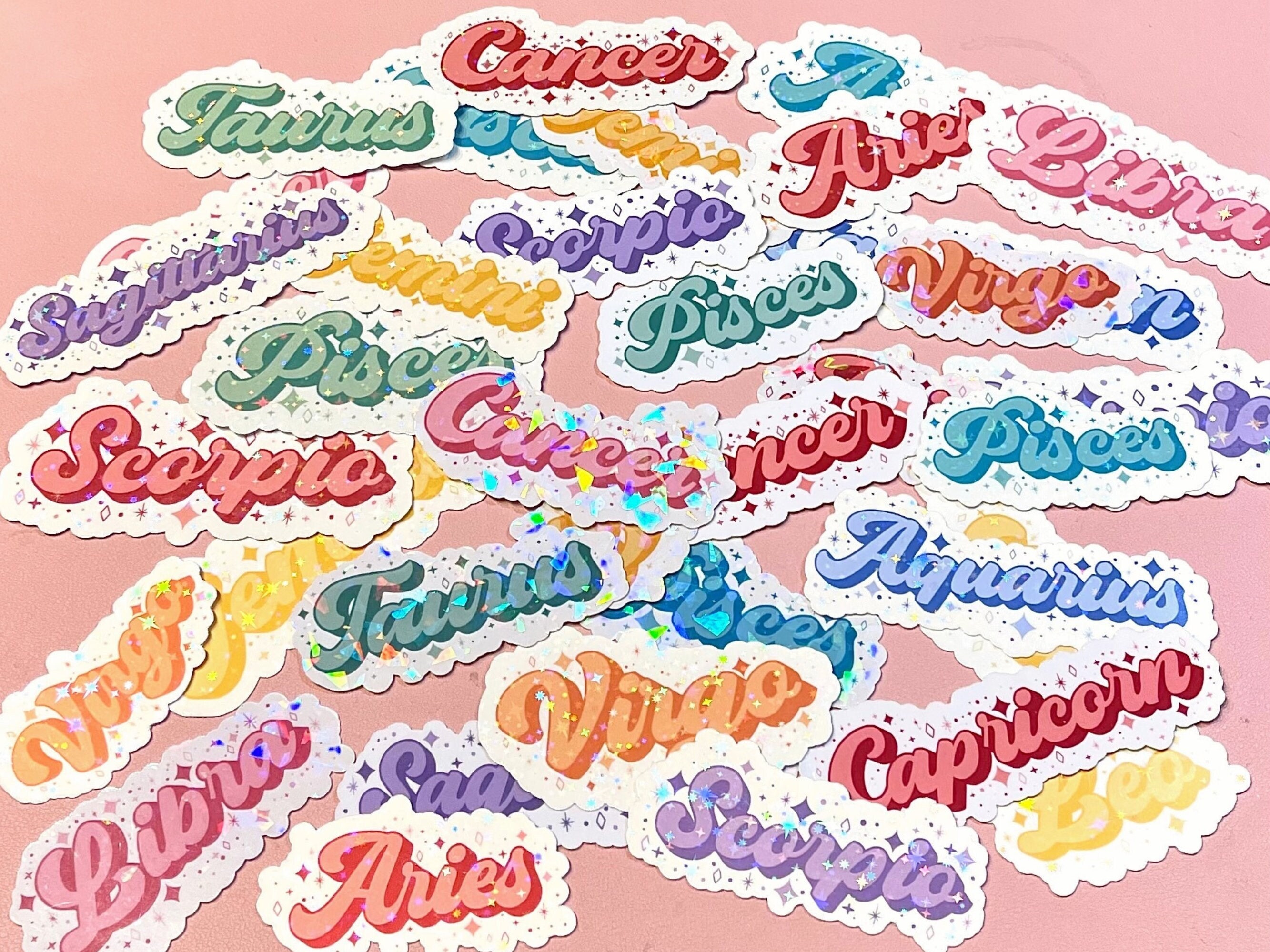 Zodiac Sign Sticker Cute Zodiac Sticker, Holographic Sticker, Retro ...