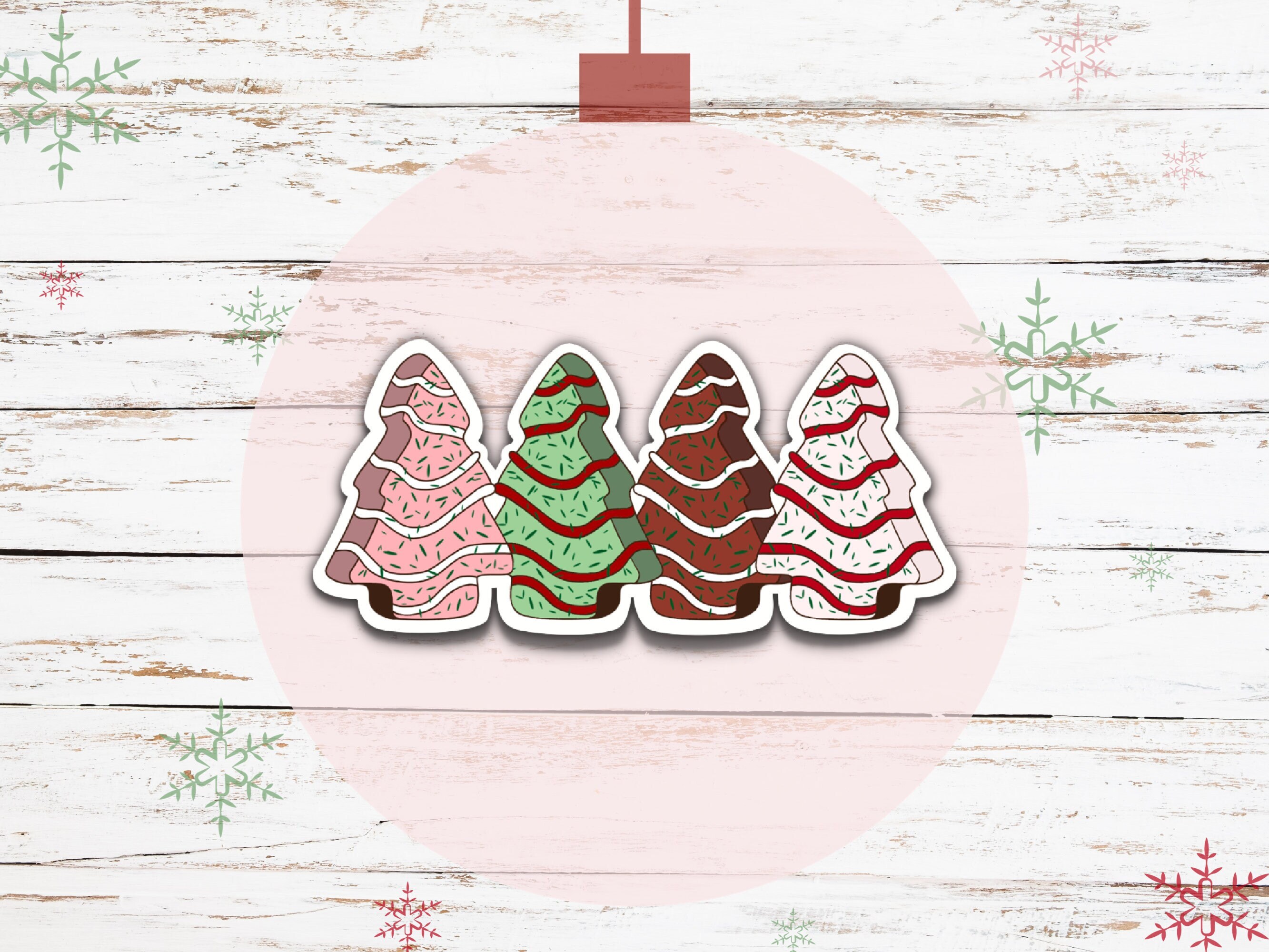 Christmas Tree Cakes Sticker Christmas Sticker, Holographic Sticker ...