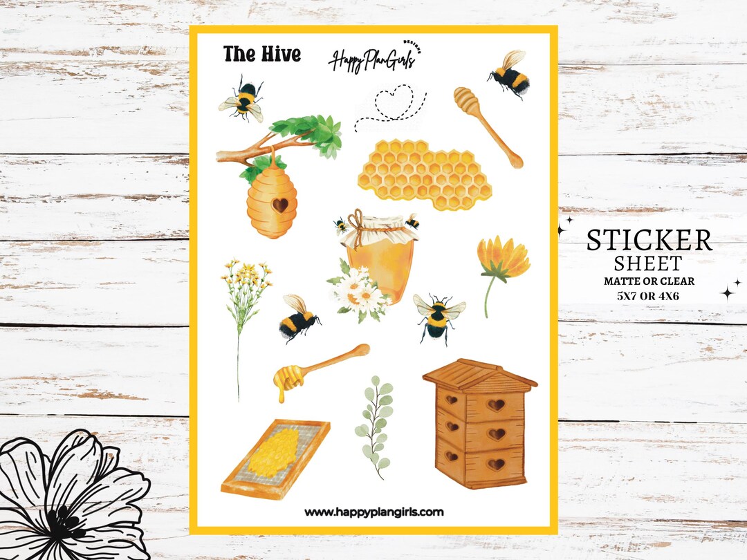 Planner Sticker Sheet, Bee Stickers, Journal Stickers, Beehive Sticker ...