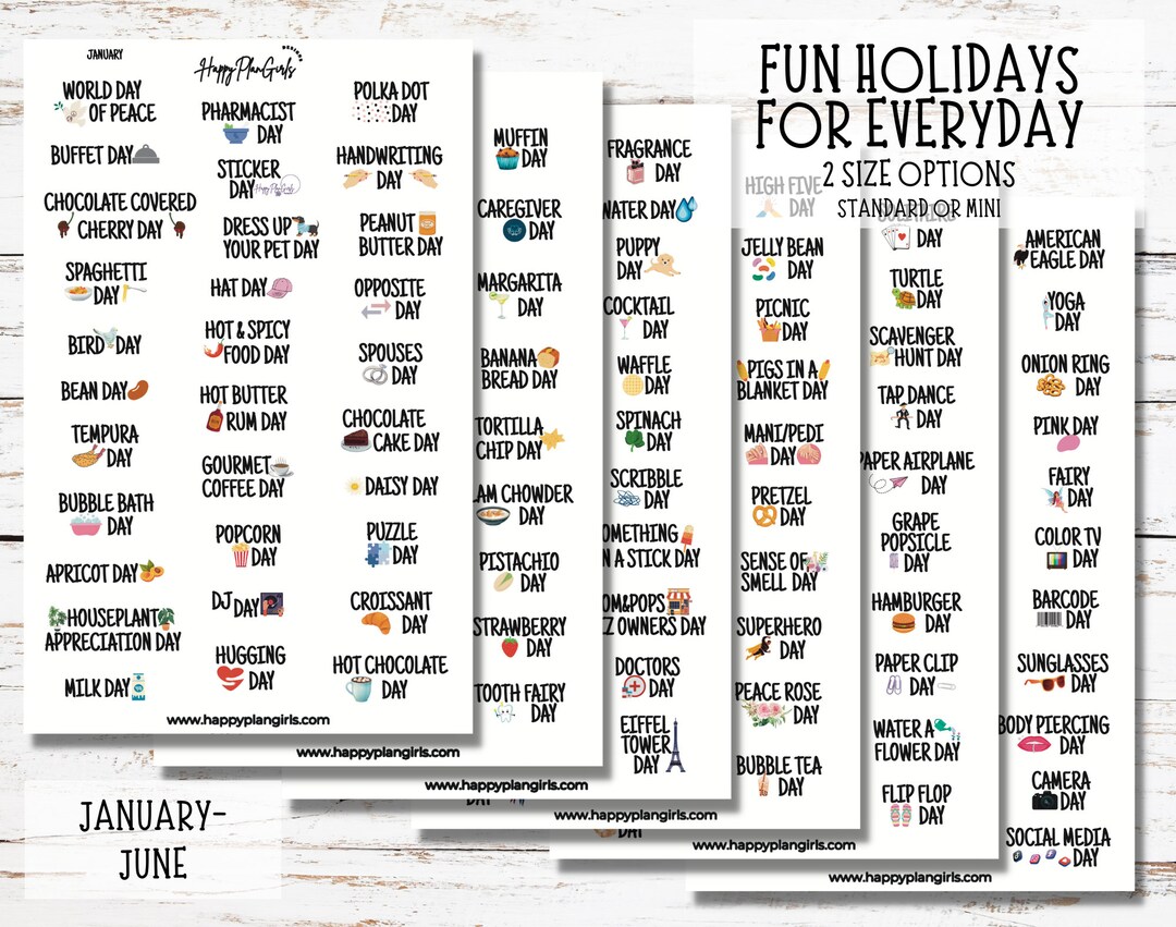 Wacky Fun Holiday Planner Stickers- Standard + Mini Sizes, Cute ...