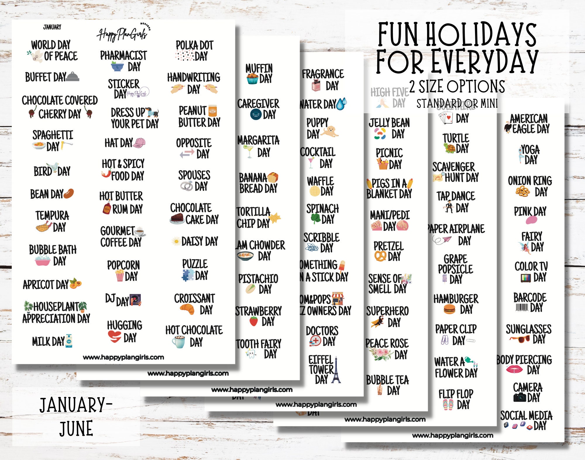 Wacky Fun Holiday Planner Stickers Standard Mini Sizes, Cute Everyday ...