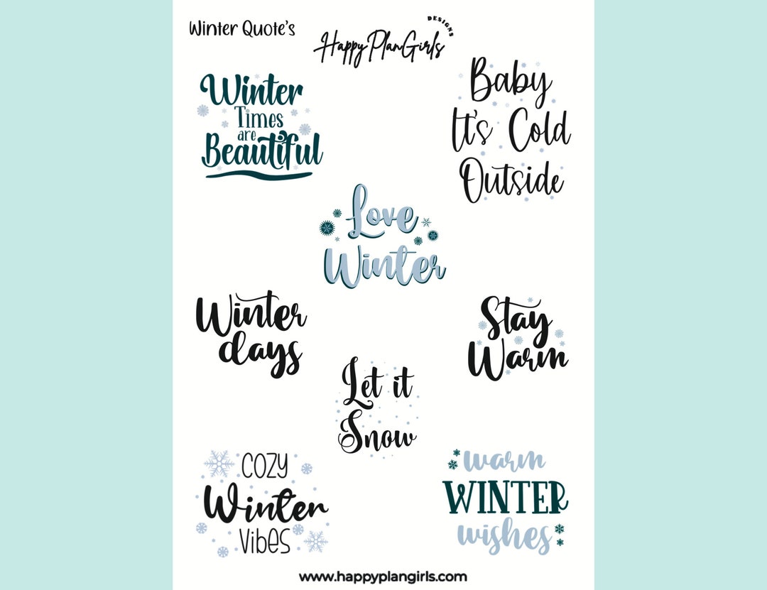 Winter Quotes Sticker Sheet Planner Stickers Bullet Journal - Etsy