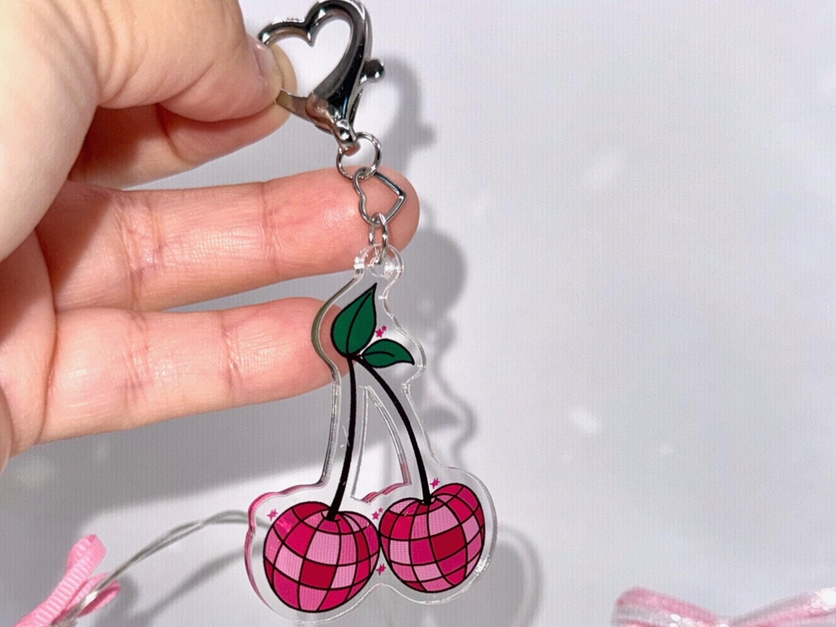 Disco Cherries Keychain - Trendy Acrylic Accessories Cute Girly Retro ...