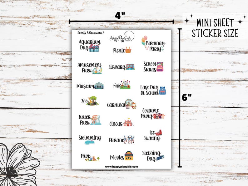 Event and Occasions Planner Stickers Cute Icon and Script for Calendar ...