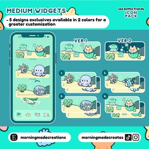 Blue Seafoam Cute Animal Ocean App Icon Pack Kawaii Sea Phone Tablet ...