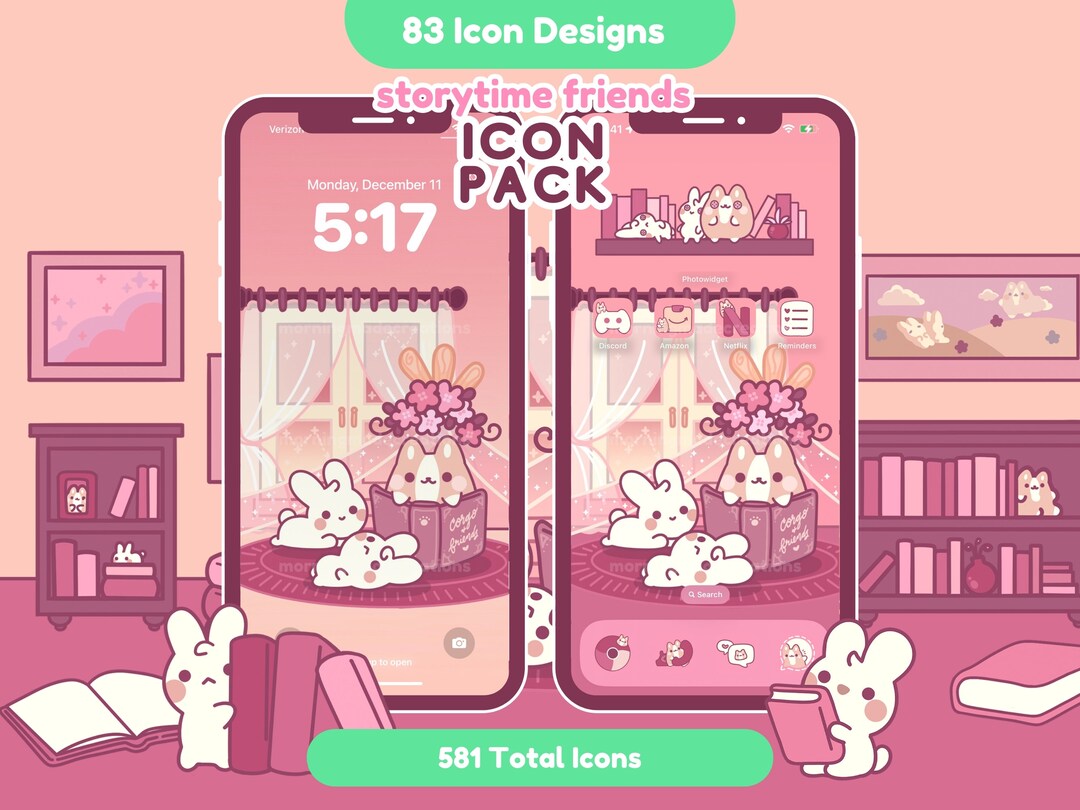 Pink Cute Animal App Icon Pack Kawaii Cozy Phone Tablet Icon - Etsy
