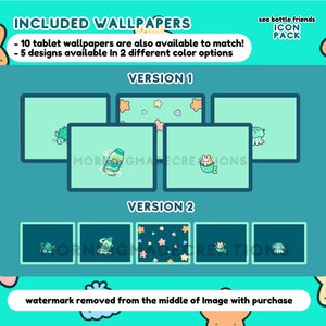 Blue Seafoam Cute Animal Ocean App Icon Pack Kawaii Sea Phone Tablet ...