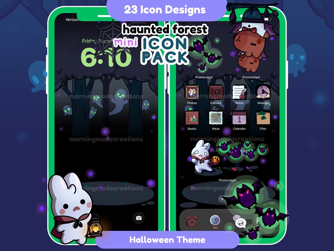 Haunted Forest Icon Set/ 23 Mini App Icon Pack / Cute Spooky Halloween ...