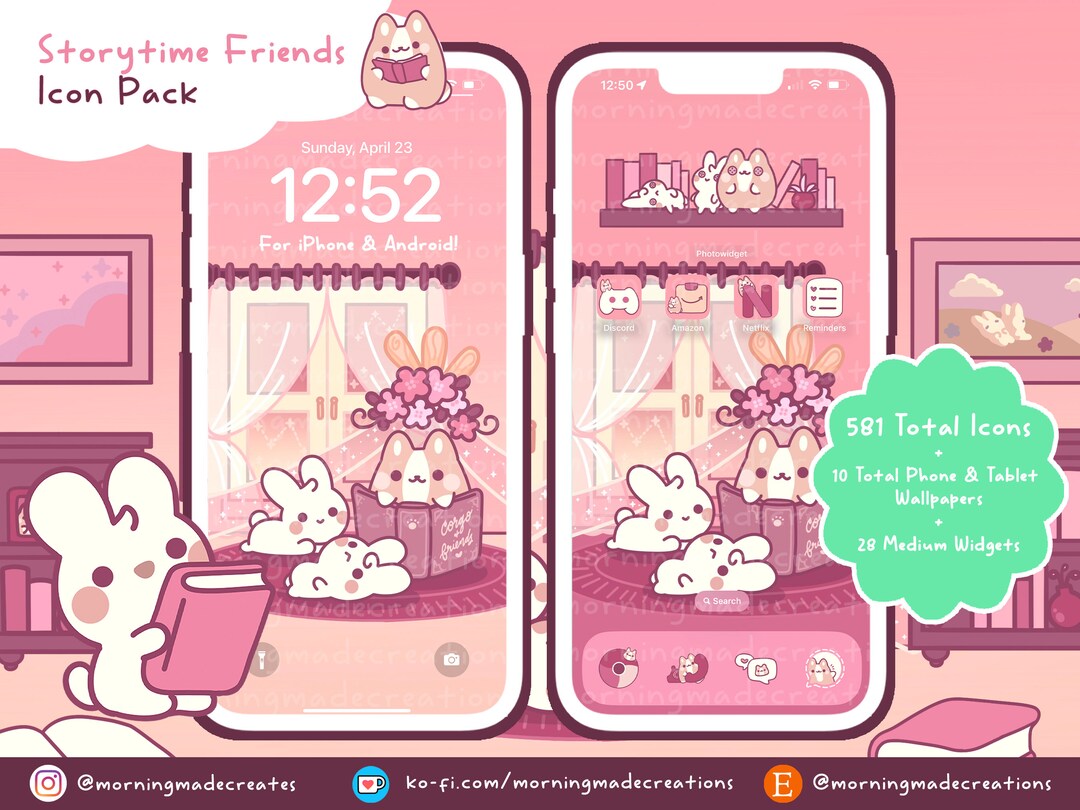 Pink Cute Animal App Icon Pack Kawaii Cozy Phone Tablet Icon - Etsy