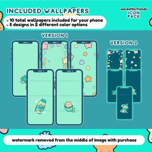 Blue Seafoam Cute Animal Ocean App Icon Pack Kawaii Sea Phone Tablet ...