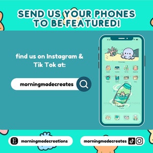 Blue Seafoam Cute Animal Ocean App Icon Pack Kawaii Sea Phone Tablet ...