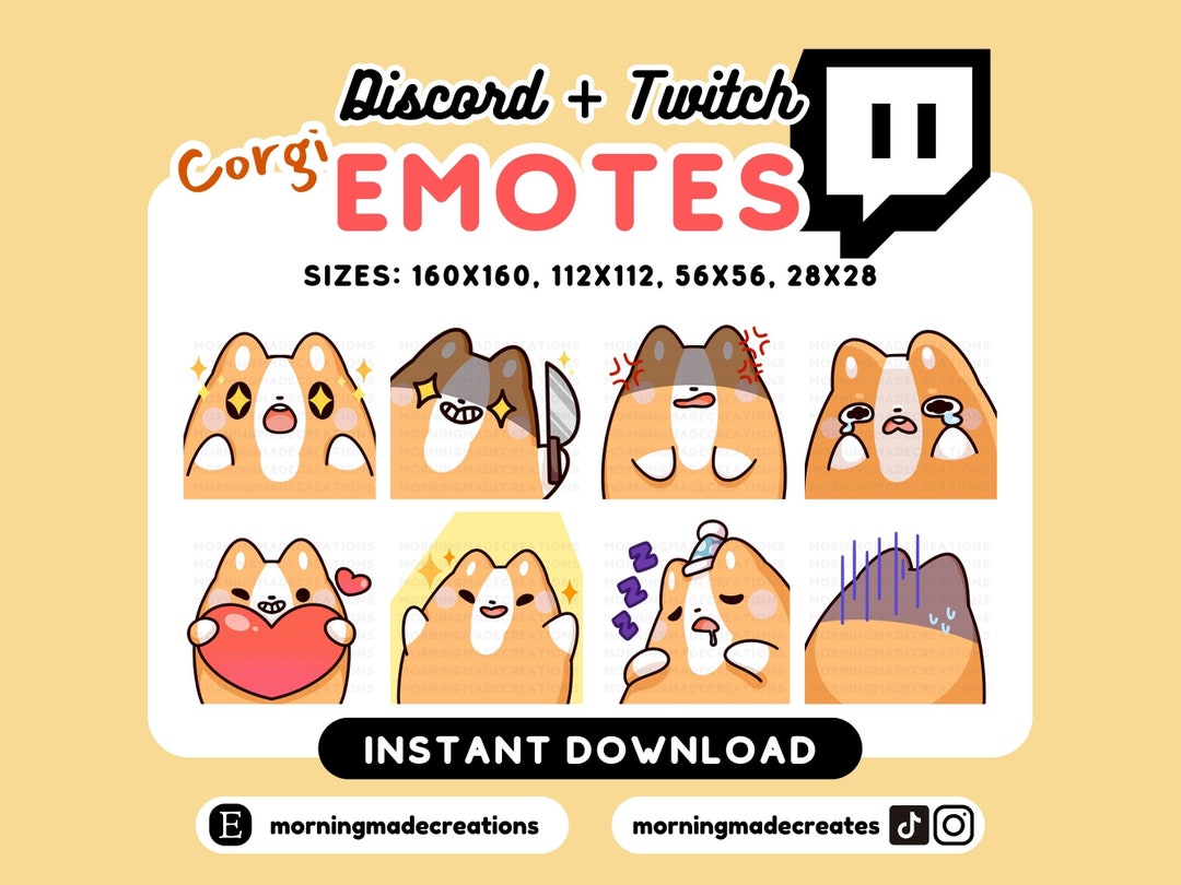 Cute Corgi Dog Emote Pack for Twitch Discord Cute Dog Twitch Emote ...