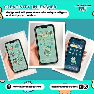 Blue Seafoam Cute Animal Ocean App Icon Pack Kawaii Sea Phone Tablet ...