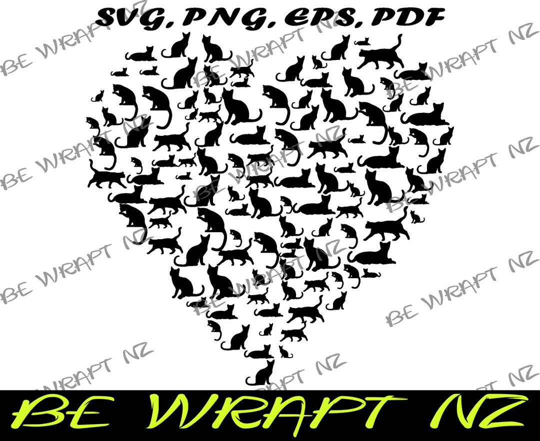 Cats | Love Cats | Cat Heart Design | Cat-inspired Heart Graphic ...