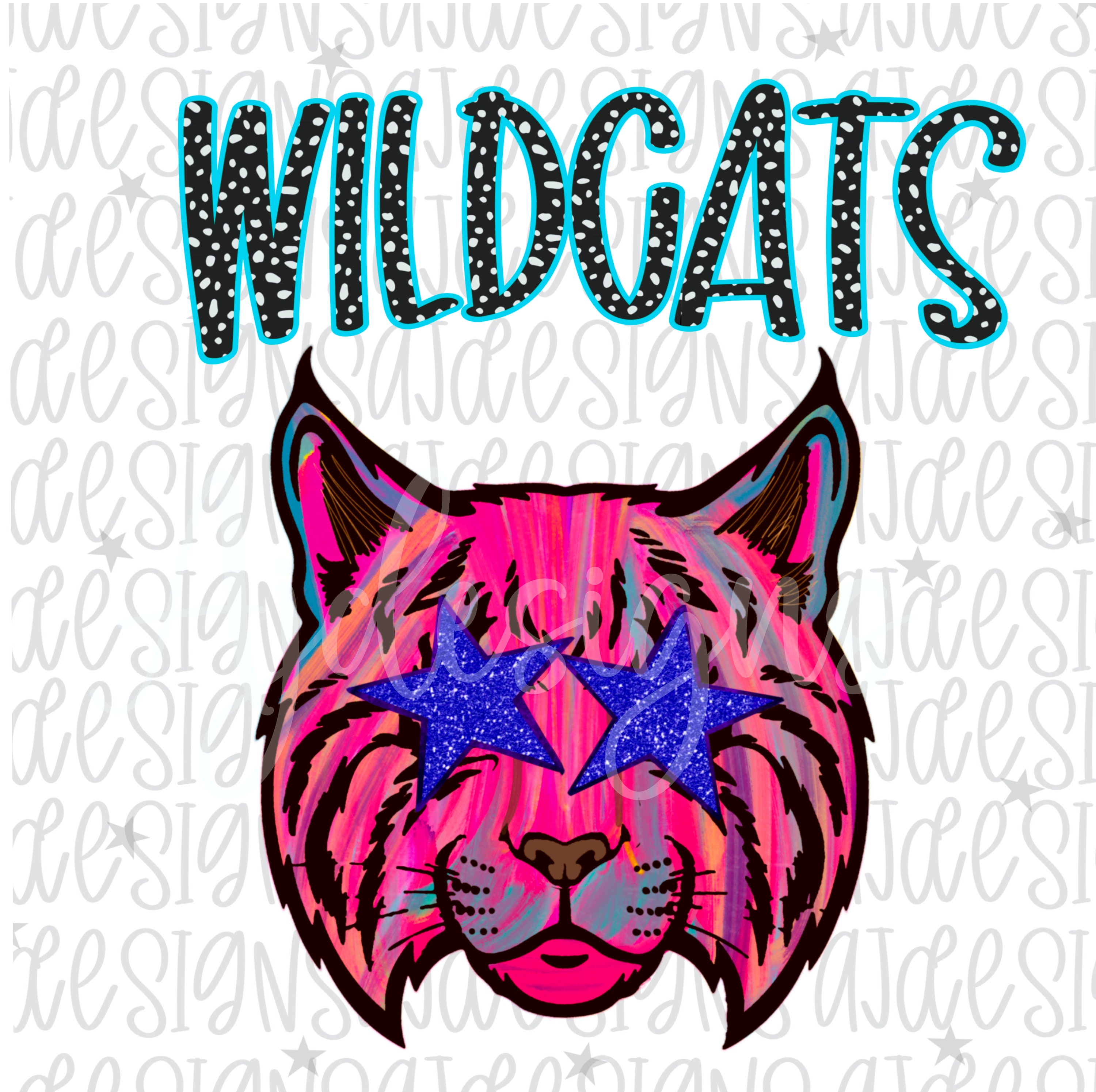 Wildcats Preppy Star Colorful Mascot - Etsy