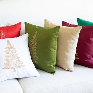 White Christmas Tree Throw Pillow Cover, Luxurious, Elegant ...