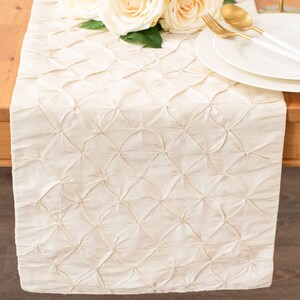 Cream Table Runner, Textured Pinch Pleat, for Kitchen, Dining, Round Tables - Etsy