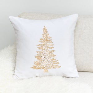 White Christmas Tree Throw Pillow Cover, Luxurious, Elegant ...