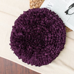 Plum Round Ruffles Throw Pillow Covers for Sofa or Bed, Plum Accent ...