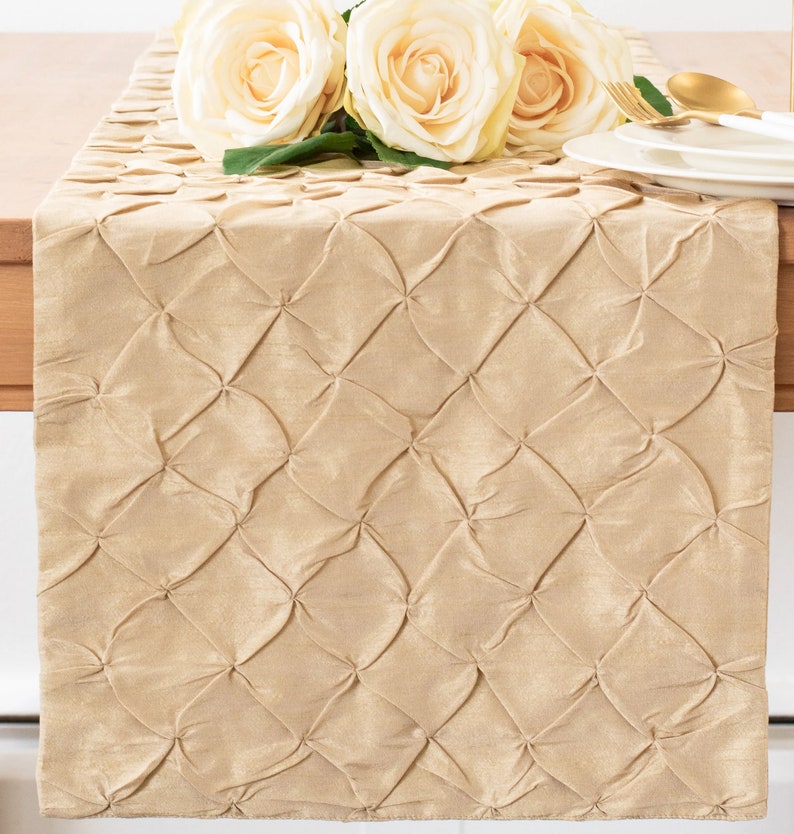 Gold Table Runners Textured Pinch Pleat for Kitchen Dining - Etsy