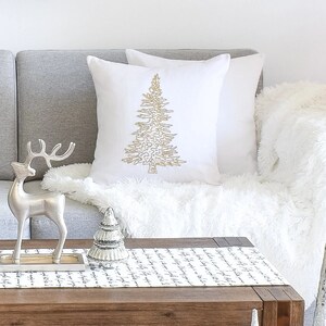 White Christmas Tree Throw Pillow Cover, Luxurious, Elegant ...