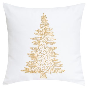 White Christmas Tree Throw Pillow Cover, Luxurious, Elegant ...