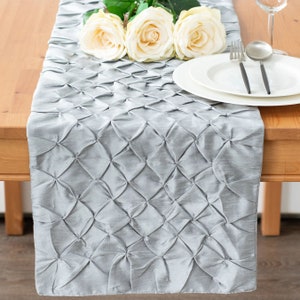 Silver Grey Table Runner, Textured Pinch Pleat, for Kitchen, Dining, Round Tables - Etsy