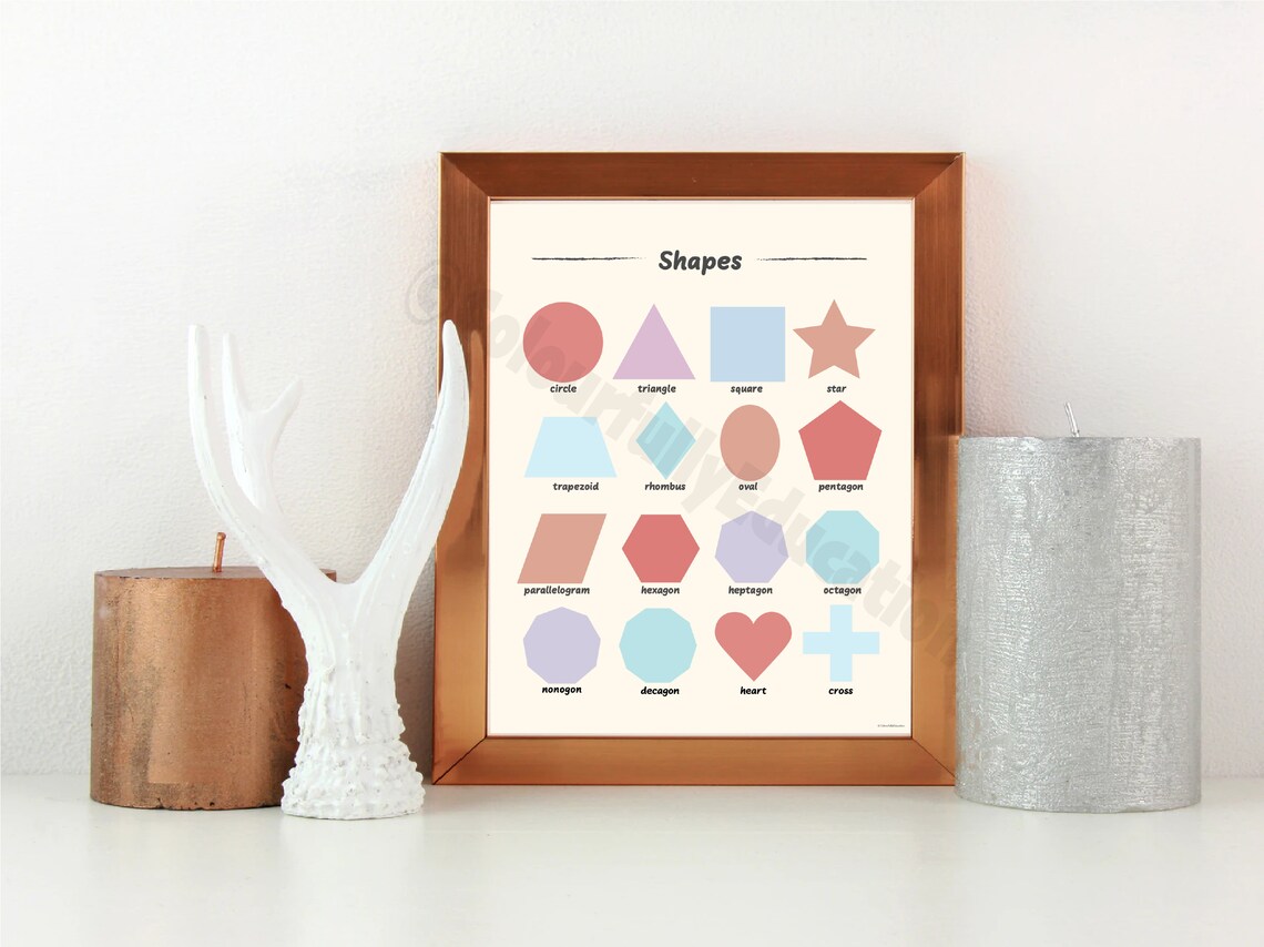 Printable Shapes Poster, Nursery Art, Kindergarten Classroom, Preschool ...